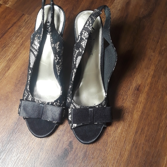 FIONI Clothing | Shoes | Fioni Black Lace Slingback Heels | Poshmark